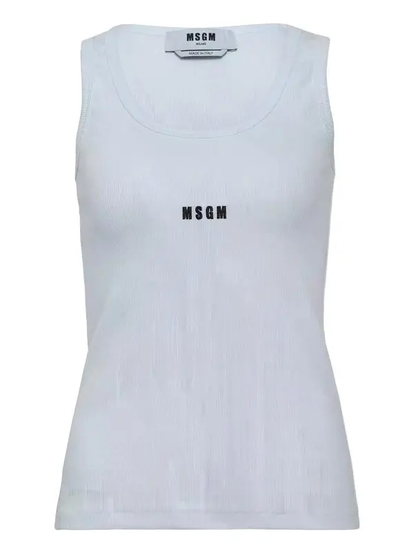 MSGM Logo-embroidered Ribbed Tank Top - White