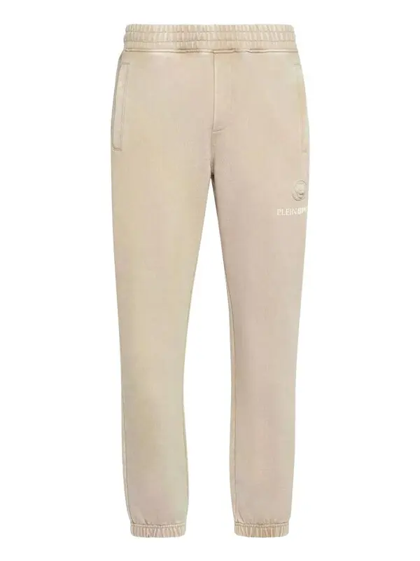 PLEIN SPORT Logo-embroidered Cuffed Joggers - Neutrals