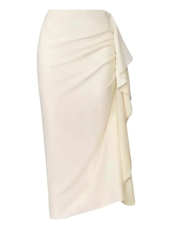 Fabiana Filippi Ruched Ruffle Midi Skirt - White