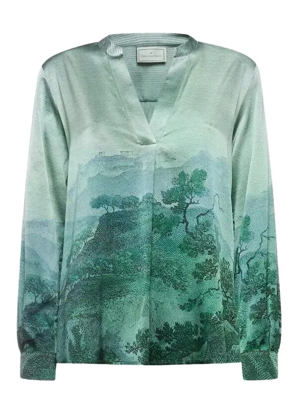 PIERRE-LOUIS MASCIA Landscape-print Blouse - Blue