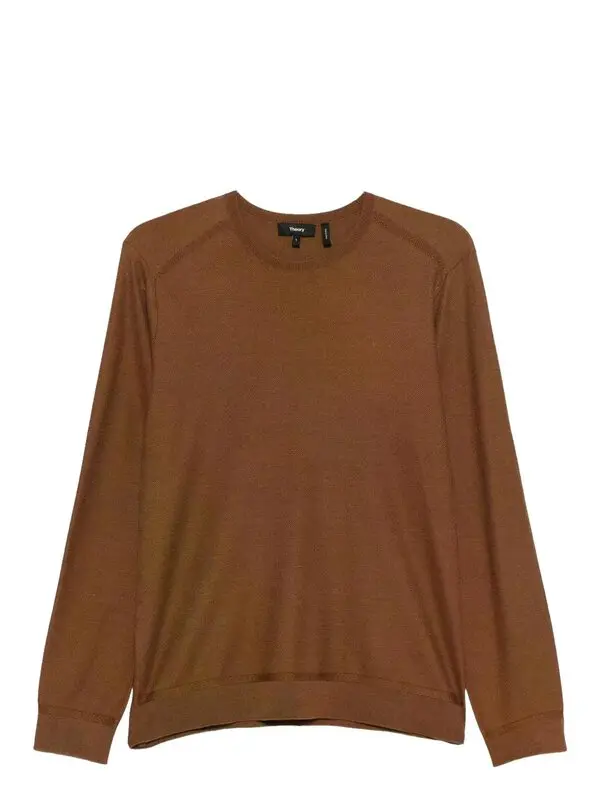 Theory Crew-neck Silk-blend Sweater - Brown