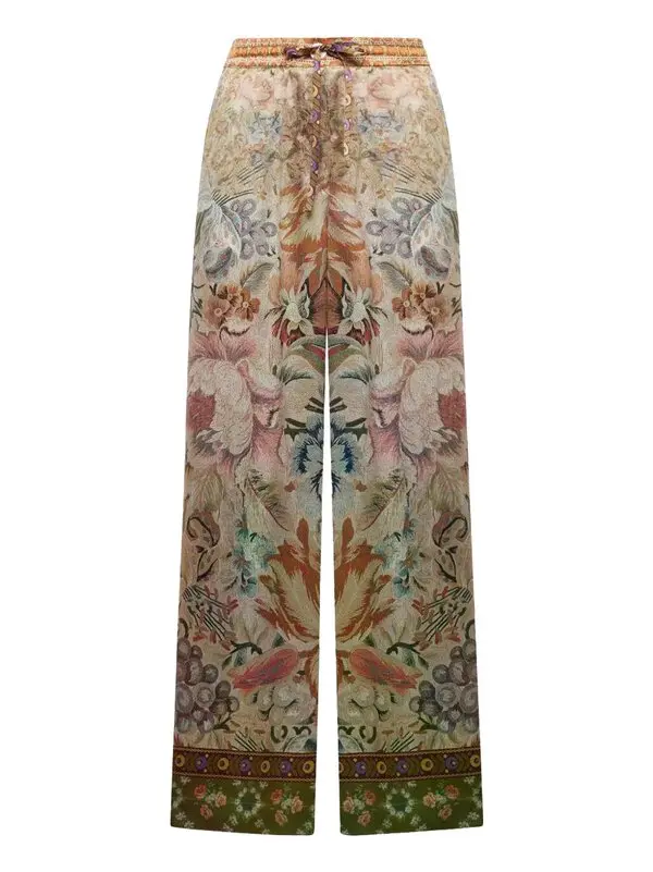 PIERRE-LOUIS MASCIA Floral-tapestry Wide Leg Trousers - Neutrals