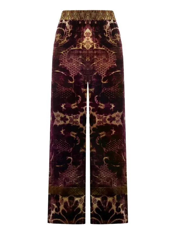PIERRE-LOUIS MASCIA Damask-print Velvet Trousers - Red