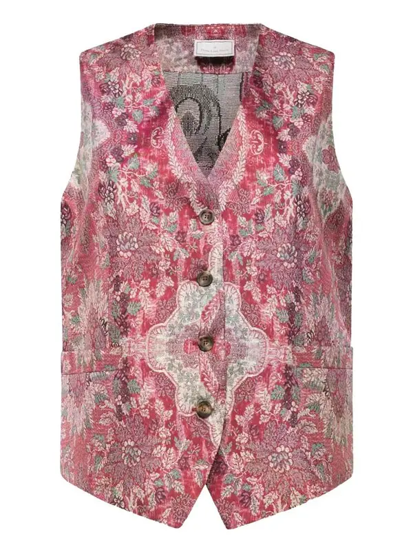 PIERRE-LOUIS MASCIA Paisley-print Buttoned Vest - Pink