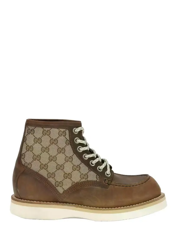 Gucci Gg Monogram Leather Boots - Brown