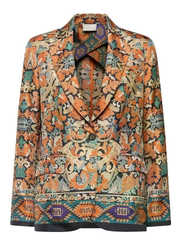 PIERRE-LOUIS MASCIA Paisley-print Single-breasted Blazer - Orange