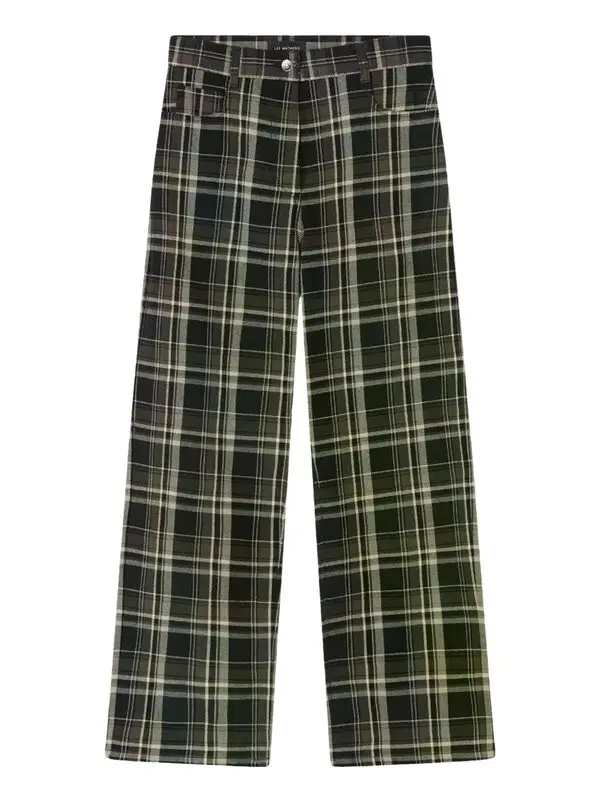LEE MATHEWS Elliot Checked Wide-leg Trousers - Green