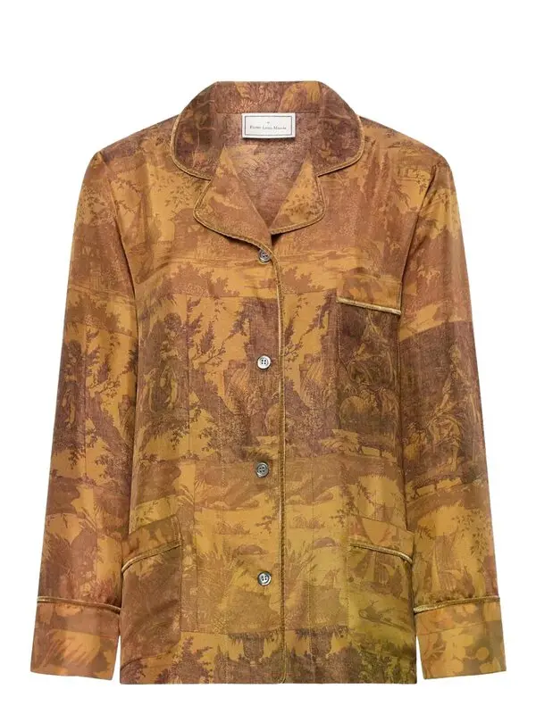 PIERRE-LOUIS MASCIA Landscape-print Shirt - Brown
