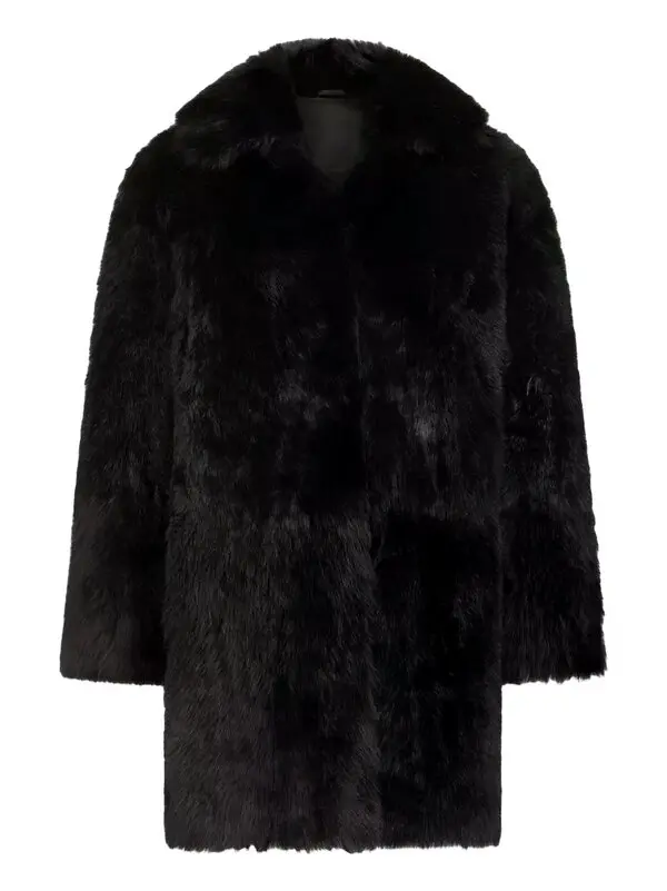 Loulou De Saison Shearling Spread-collar Coat - Black
