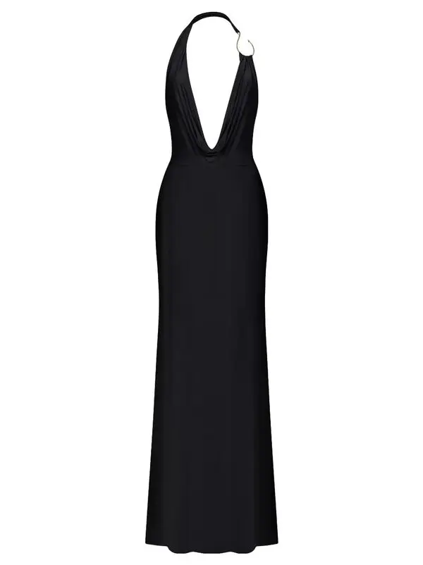 KOROBEYNIKOV V-neck Maxi Dress With Hook Detail - Black
