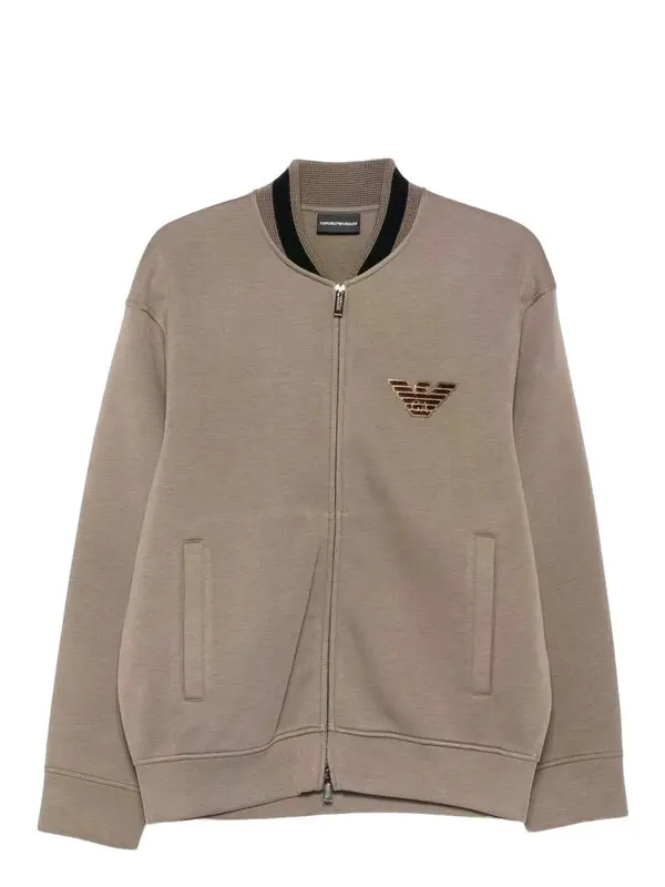 Emporio Armani Eagle-embellished Zip-up Jacket - Brown