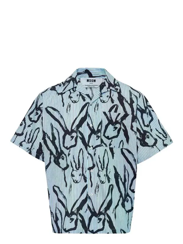 MSGM Rabbit-print Button-up Shirt - Blue