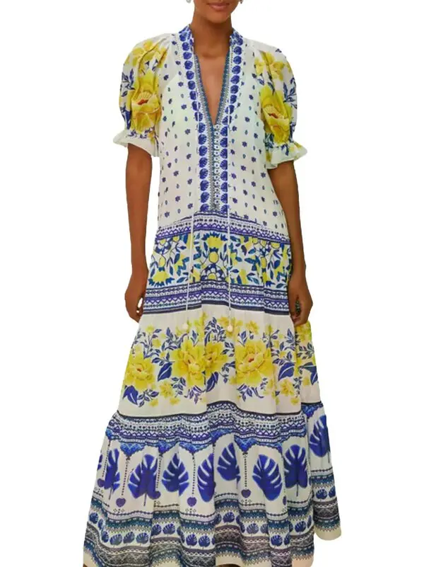 Farm Rio Mosaic-print Midi Dress - Blue