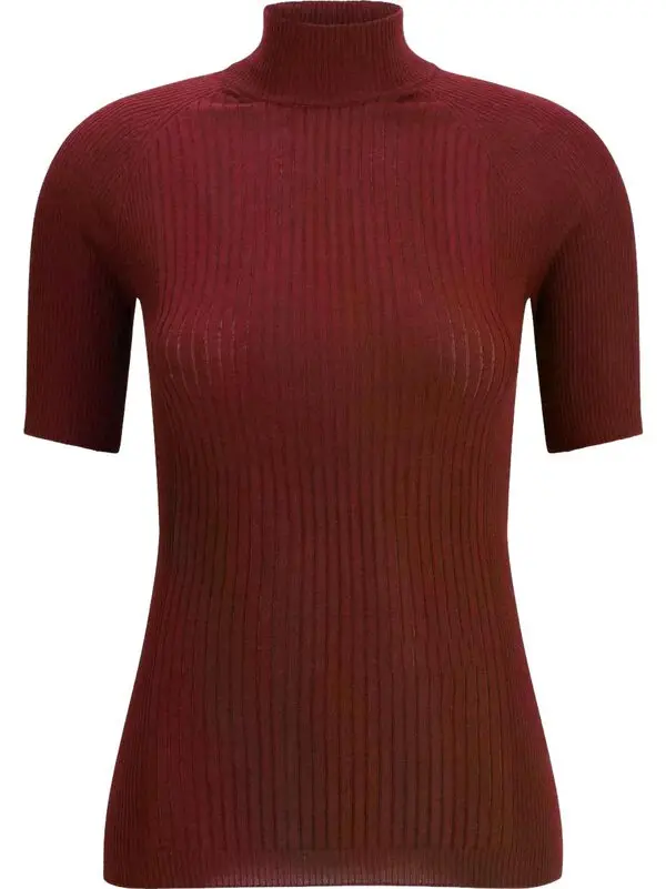 SA SU PHI Ribbed Roll-neck Top - Red