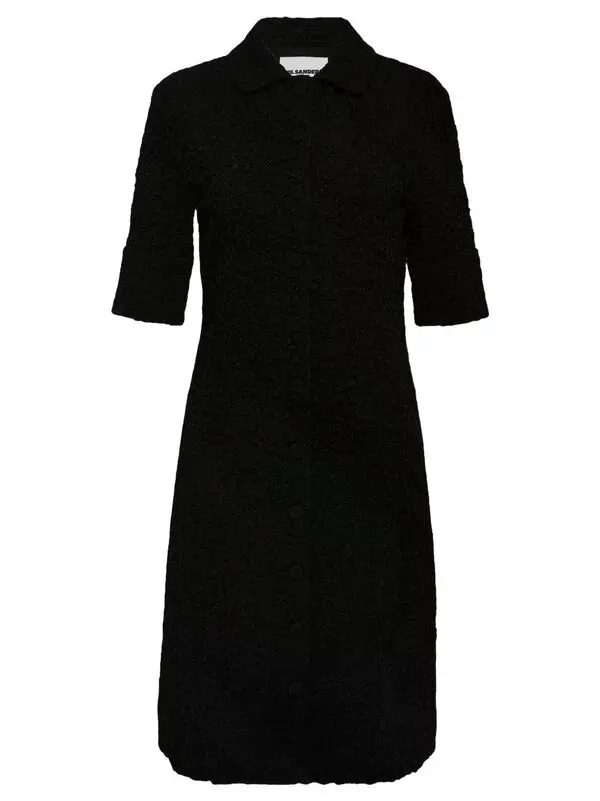 JIL SANDER Crew-neck Midi Shirt Dress - Black
