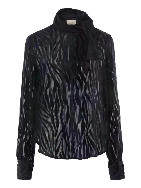 Isabel Marant Zebra-pattern Tie-neck Shirt - Black