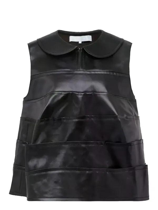 COMME DES GARÇONS TAO Faux-leather Layered Tank Top - Black