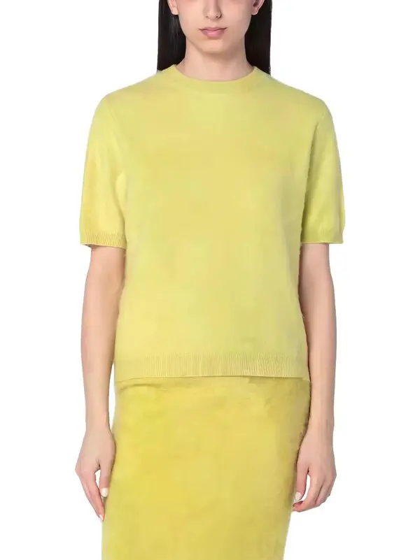 Soft Goat Short-sleeve Crew-neck Top - Yellow