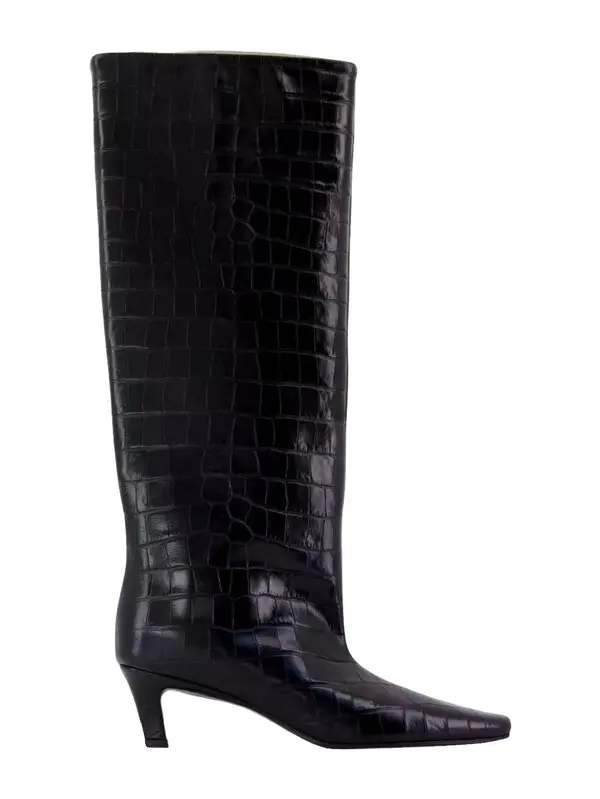 TOTEME 50mm Croc-embossed Leather Knee-high Boots - Black