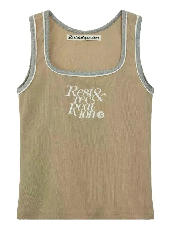 REST&RECREATION Square-neck Ribbed Tank Top - Brown