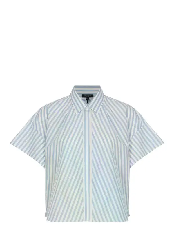 Rag & Bone Martha Striped Poplin Shirt - Blue