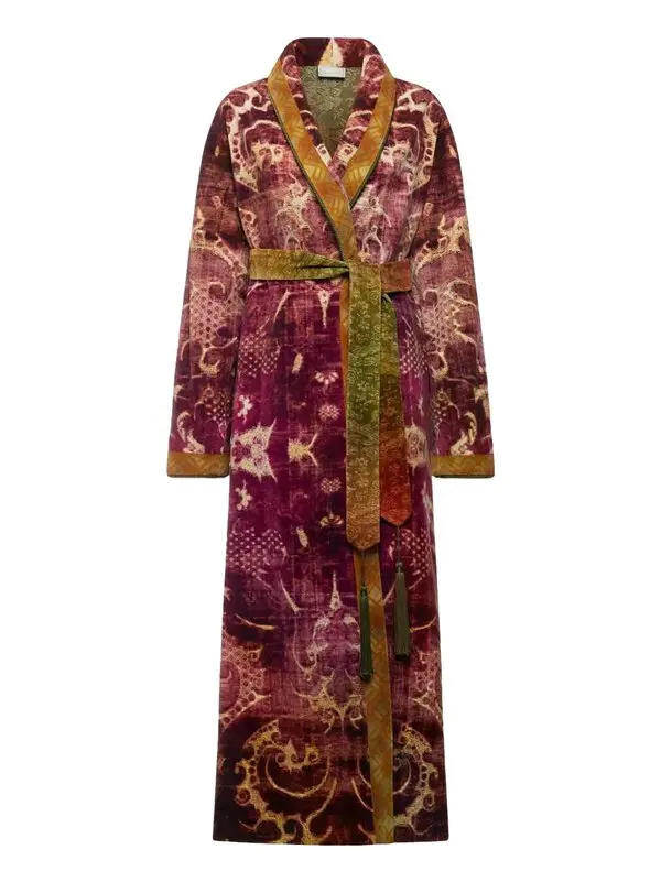 PIERRE-LOUIS MASCIA Damask-print Velvet Robe - Purple