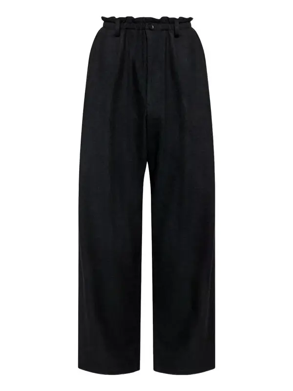 Yohji Yamamoto Elasticated-waist Wool Trousers - Black