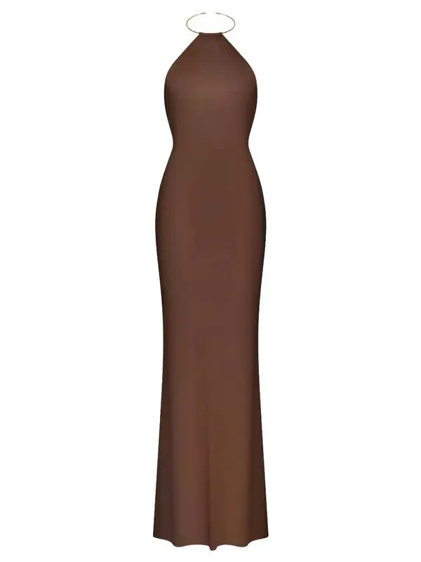 KOROBEYNIKOV Halter-neck Maxi Dress - Brown