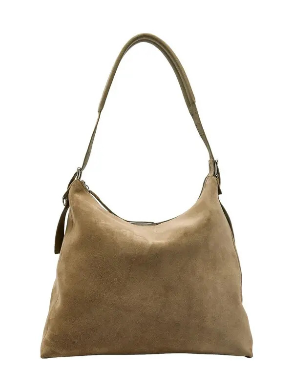 LEMAIRE Belted Suede Hobo Bag - Taupe
