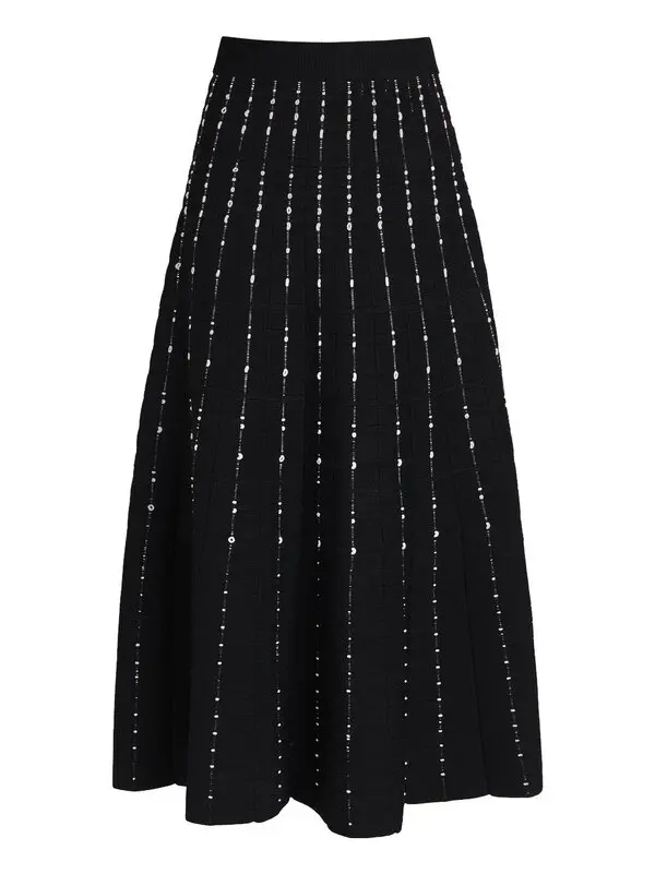 JOSEPH Stripe-embroidered Knit Maxi Skirt - Black And White