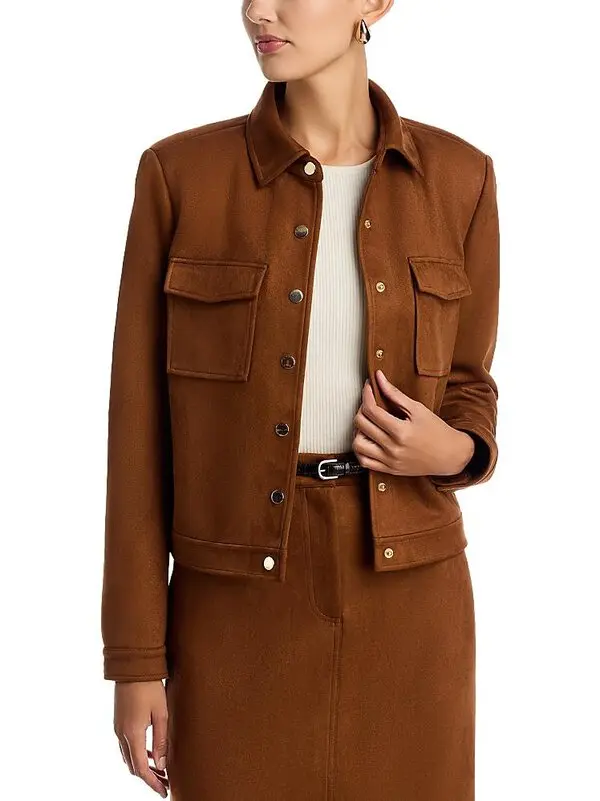 T Tahari Snap-front Jacket - Sherwood Camel