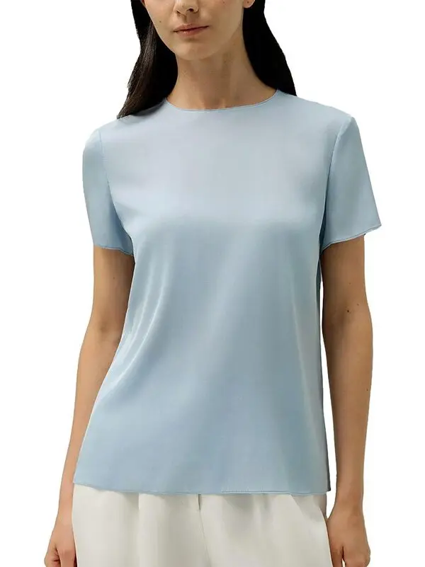 Lilysilk Basic Silk Tee - Light Blue