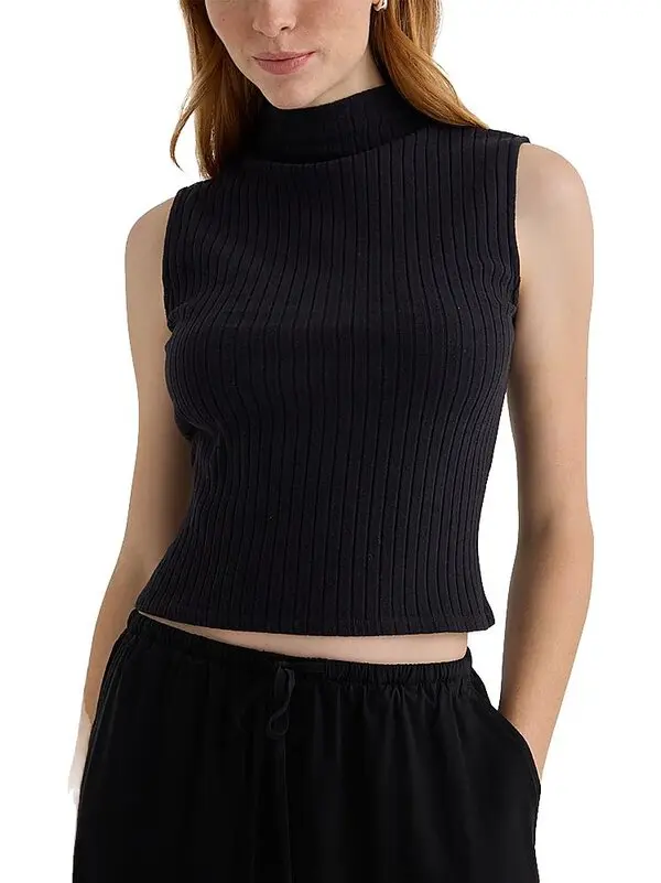 Bella Dahl Sleeveless Mock Neck Top - Black