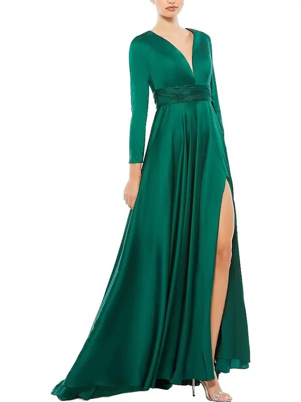 Mac Duggal Long Sleeve A-line Gown - Emerald