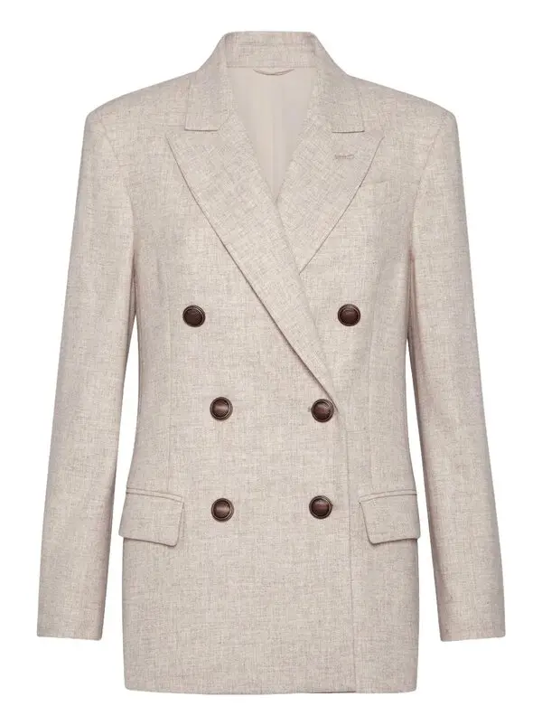Brunello Cucinelli Wool Double-breasted Jacket - Beige