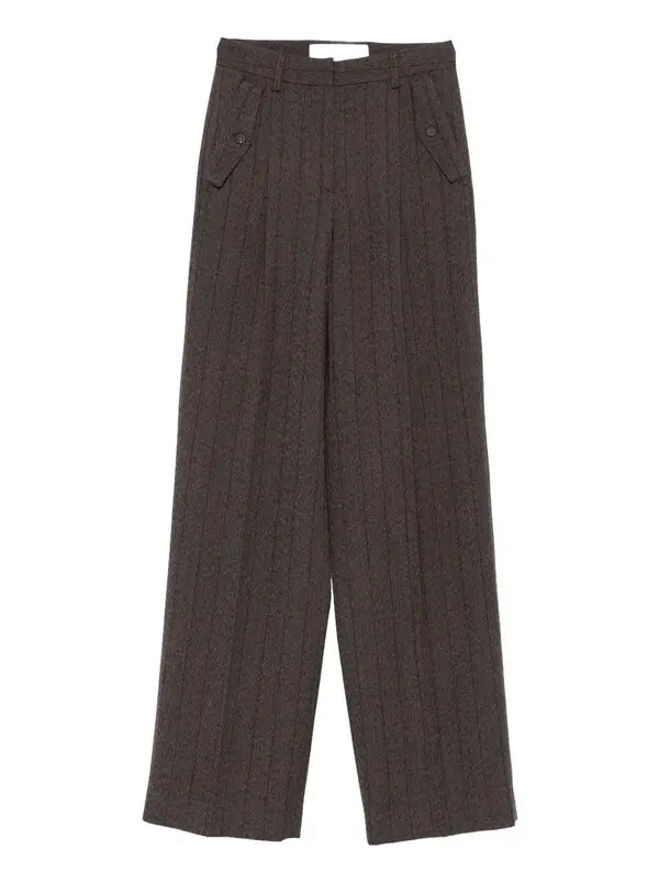 Ami Wide-leg Wool Trousers - Brown
