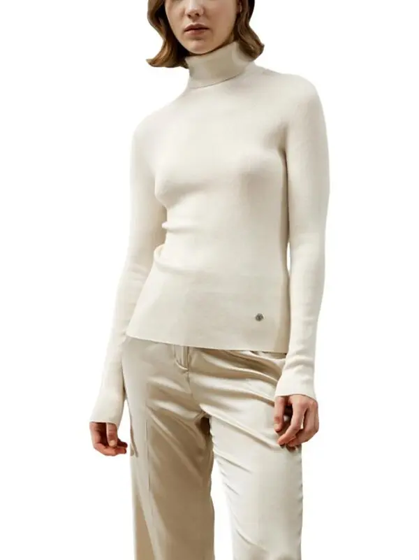 Lilysilk Seamless Silk-cashmere Blend Turtleneck Sweater - White