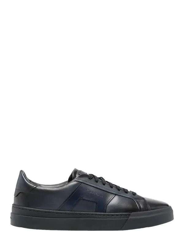 Santoni Leather Laced Sneakers - Blue