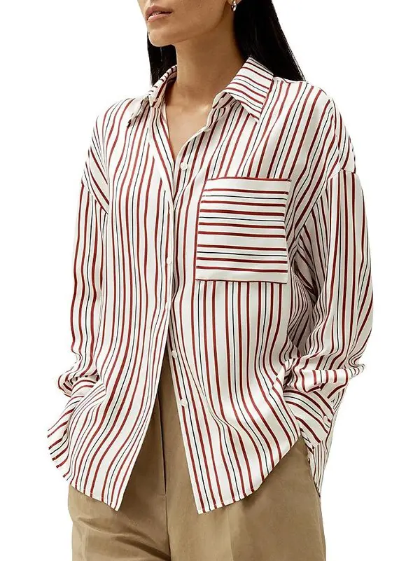 Lilysilk Oversized Striped Silk-twill Shirt - Munich Stripe