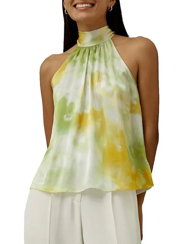 Lilysilk Printed Silk Halter Neck Top - Summer Visions