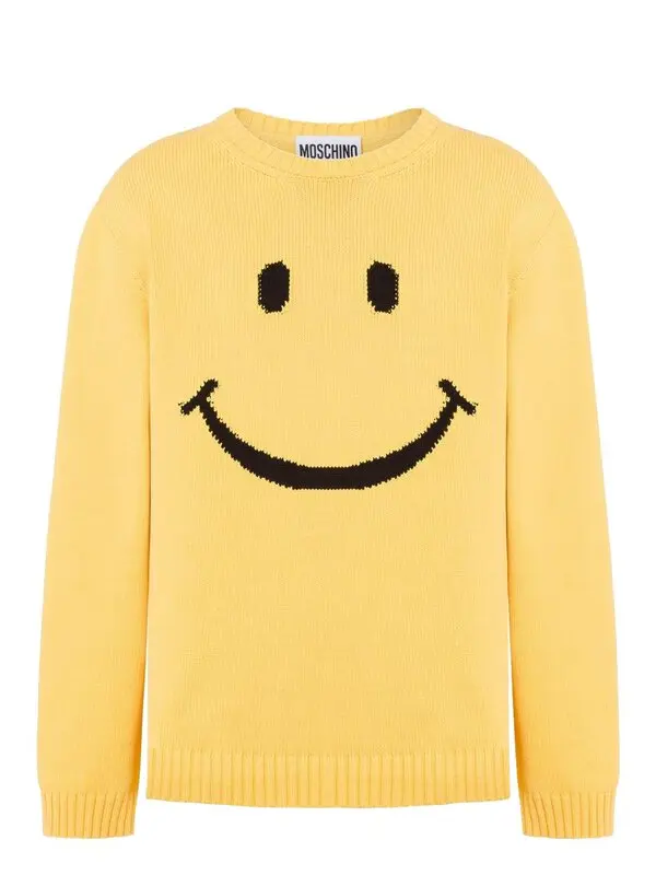 Moschino Sweater With Smiley Face Embroidery - Yellow