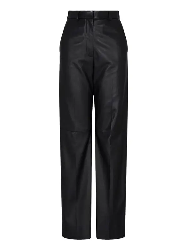 Emporio Armani Flared Leather Trousers - Black