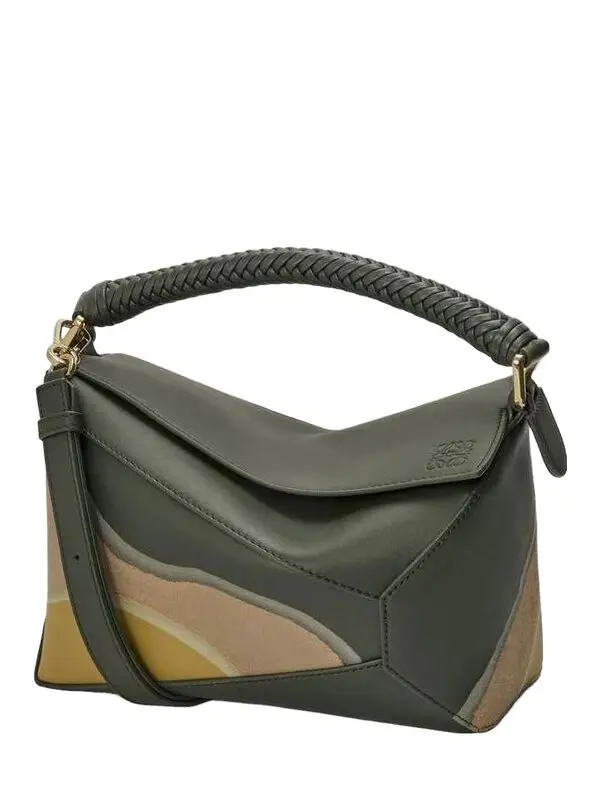 Loewe Puzzle Edge Small Leather Handbag - Green