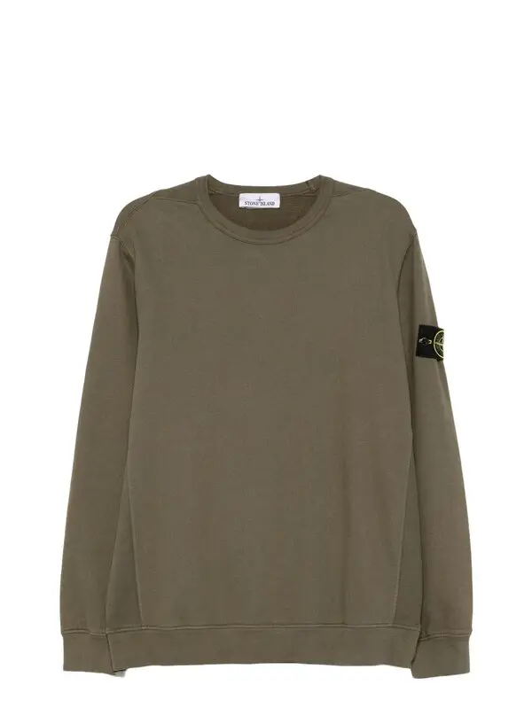 Stone Island Logo Cotton Crewneck Sweatshirt - Green