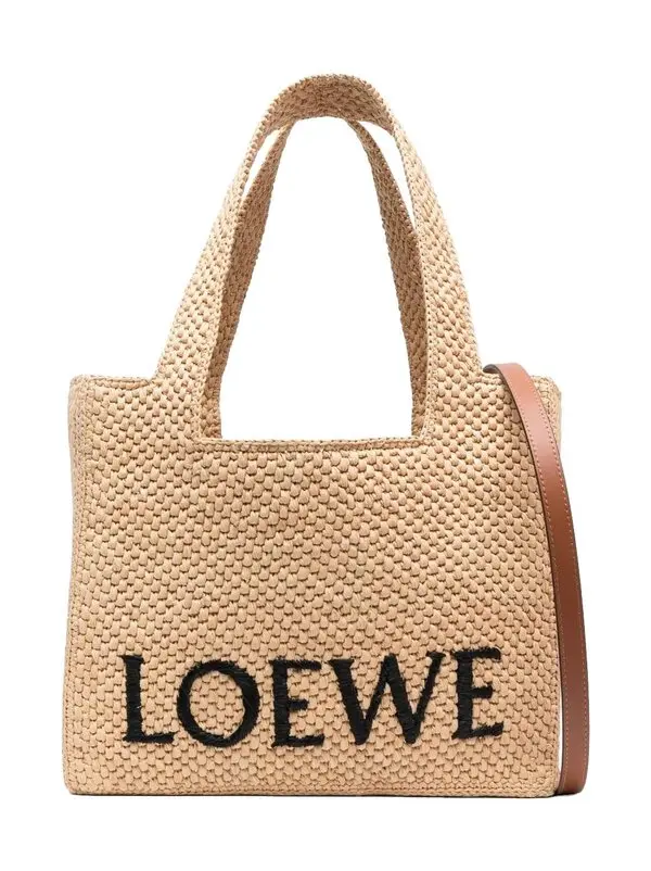 Loewe Font Raffia Tote - Beige