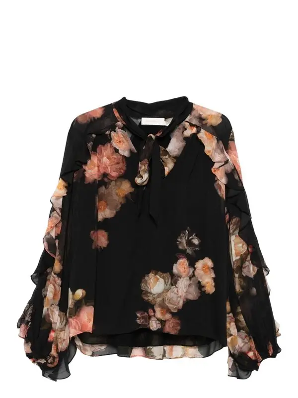 Zimmermann Hypnotic Printed Blouse - Black