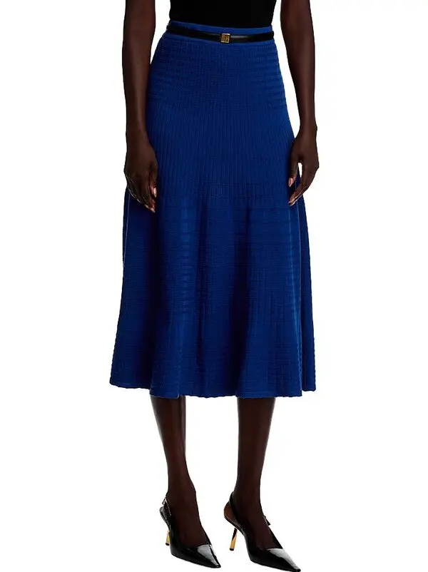 Misook Ribbed Midi Skirt - Lazuli Blue