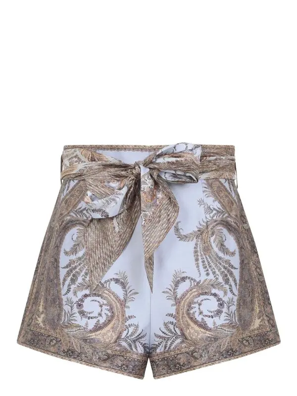 Zimmermann Silk And Cotton Printed Shorts - Purple