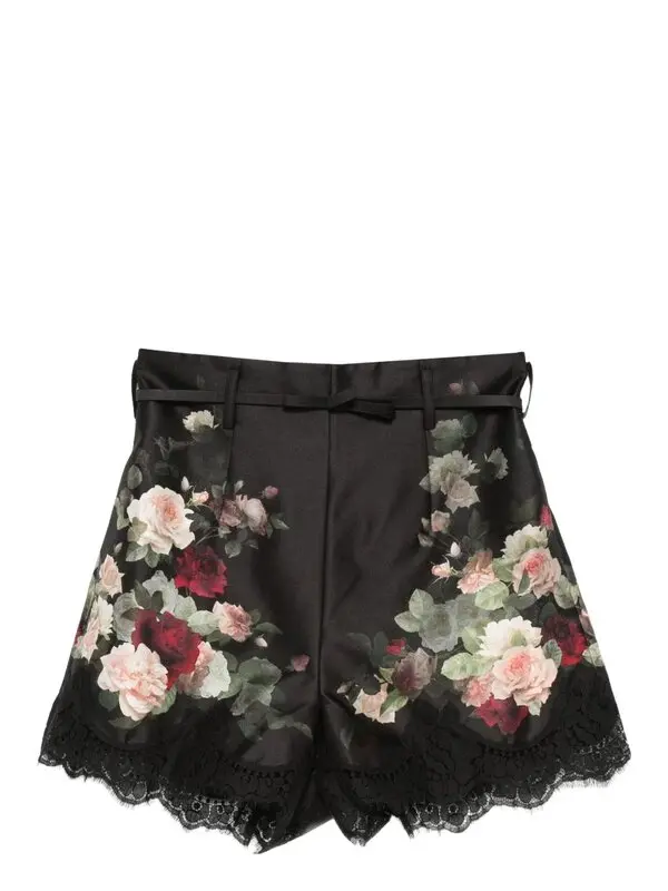 Zimmermann Printed Silk And Cotton Shorts - Black