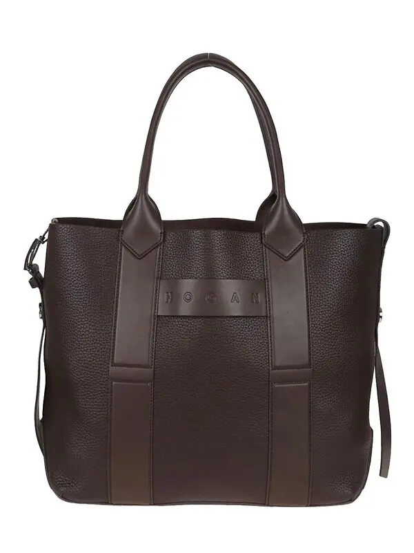 Hogan Script Medium Leather Tote - Brown
